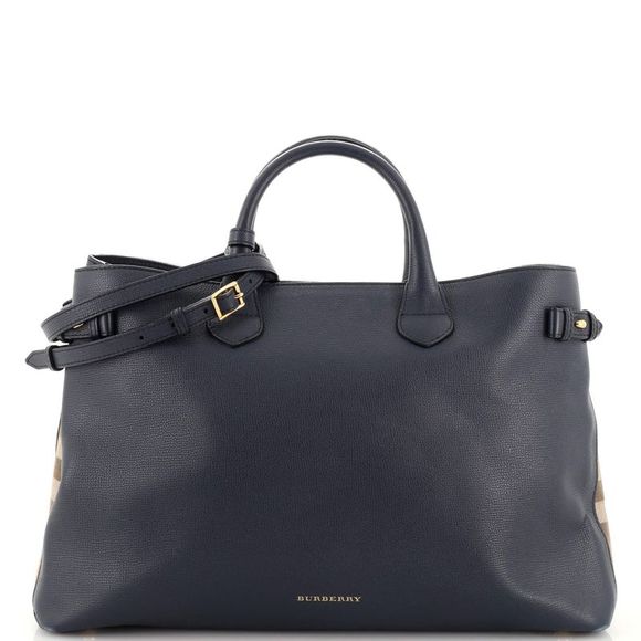 Burberry | Bags | Burberry Banner Tote Leather And House Check Canvas ...